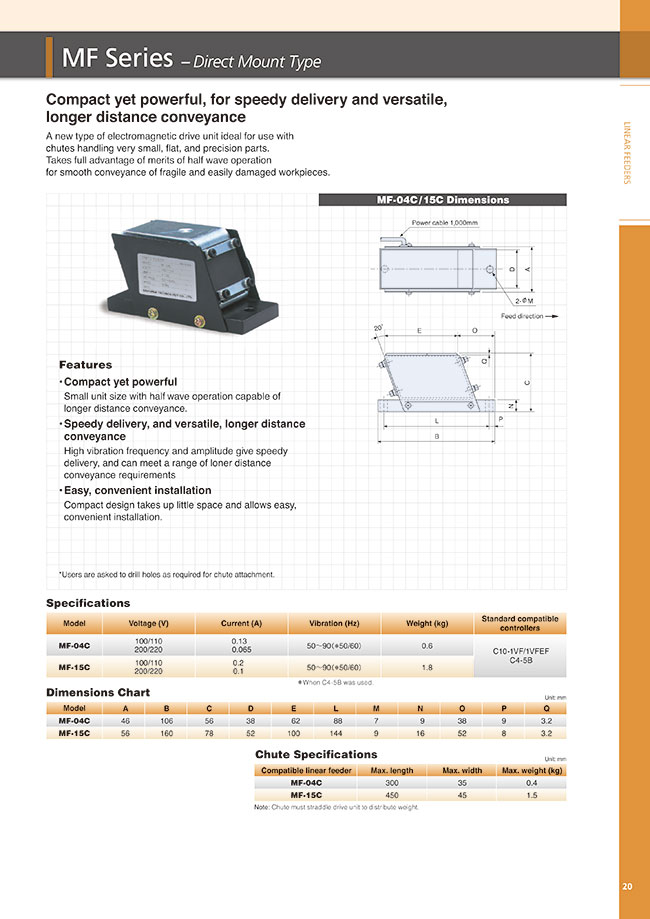Linear Feeder MF Series (Direct Type) | SINFONIA TECHNOLOGY | MISUMI ...